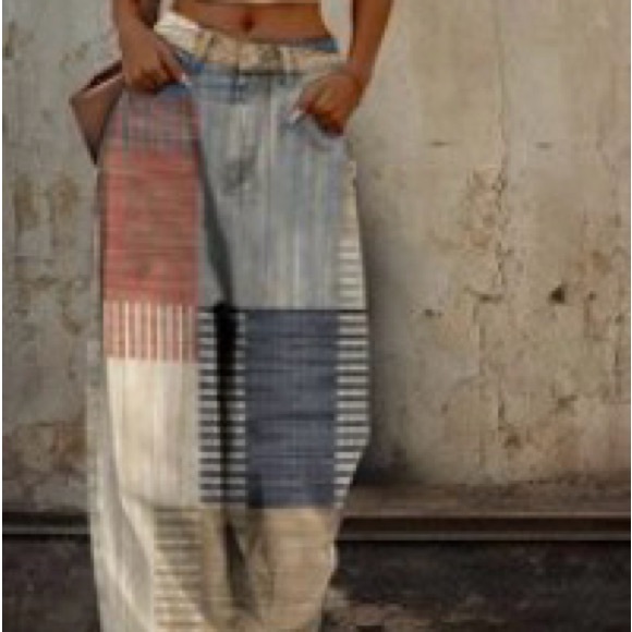 Temu | Pants & Jumpsuits | Patchwork 3d Retro Pants Multicolor Nwt ...